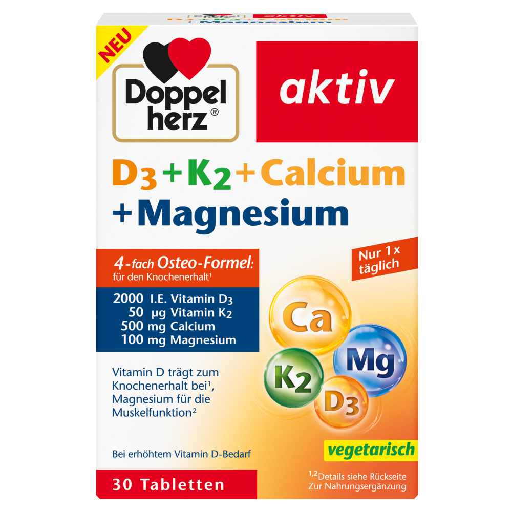 Doppelherz aktiv D3+K2+Calcium+Magnesium 30 St Tabletten | 18778668